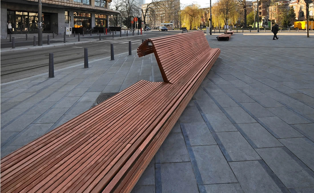 Banco urbano CHAISE LONGUE FLOW | MU mobiliario urbano